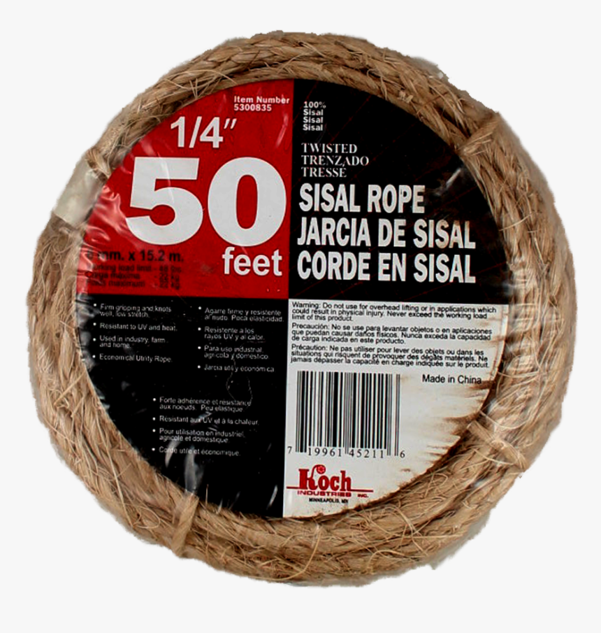 Sisal Rope 1/4inx50ft Ct - Label, HD Png Download , Transparent Png ...