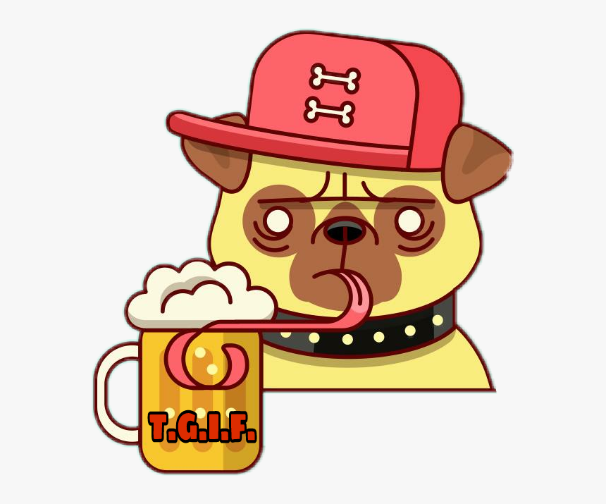Ftetgif Tgif Thankgoditsfriday Beer Pug Dog Bar Party - Dog Drinking ...
