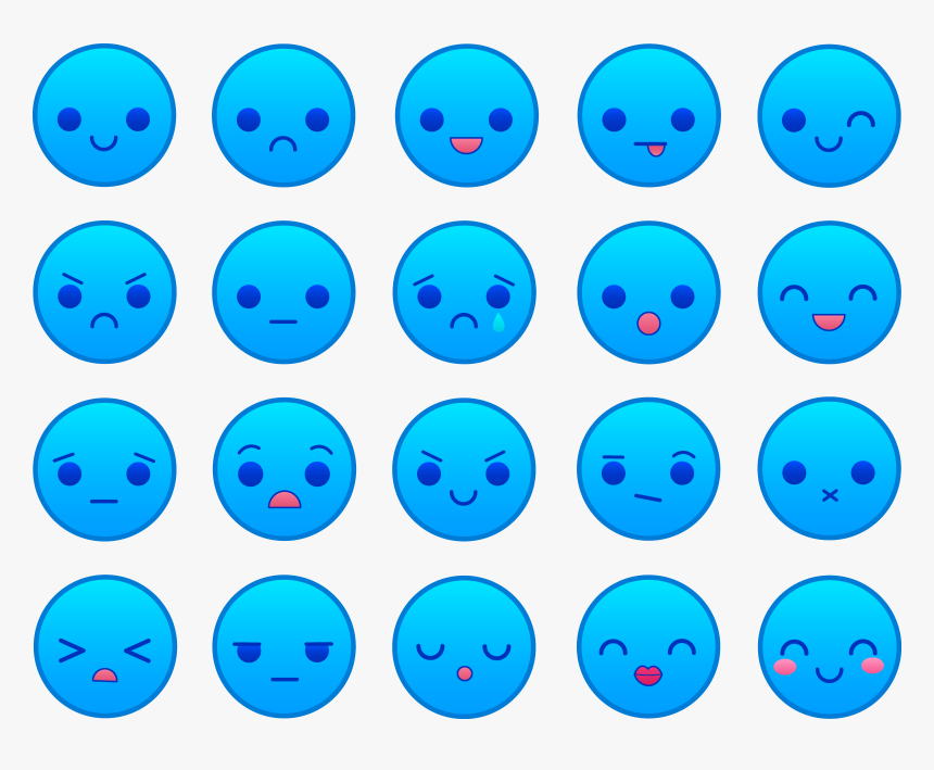 Blue Emoticons Set - Emoticon Blue, HD Png Download , Transparent Png ...