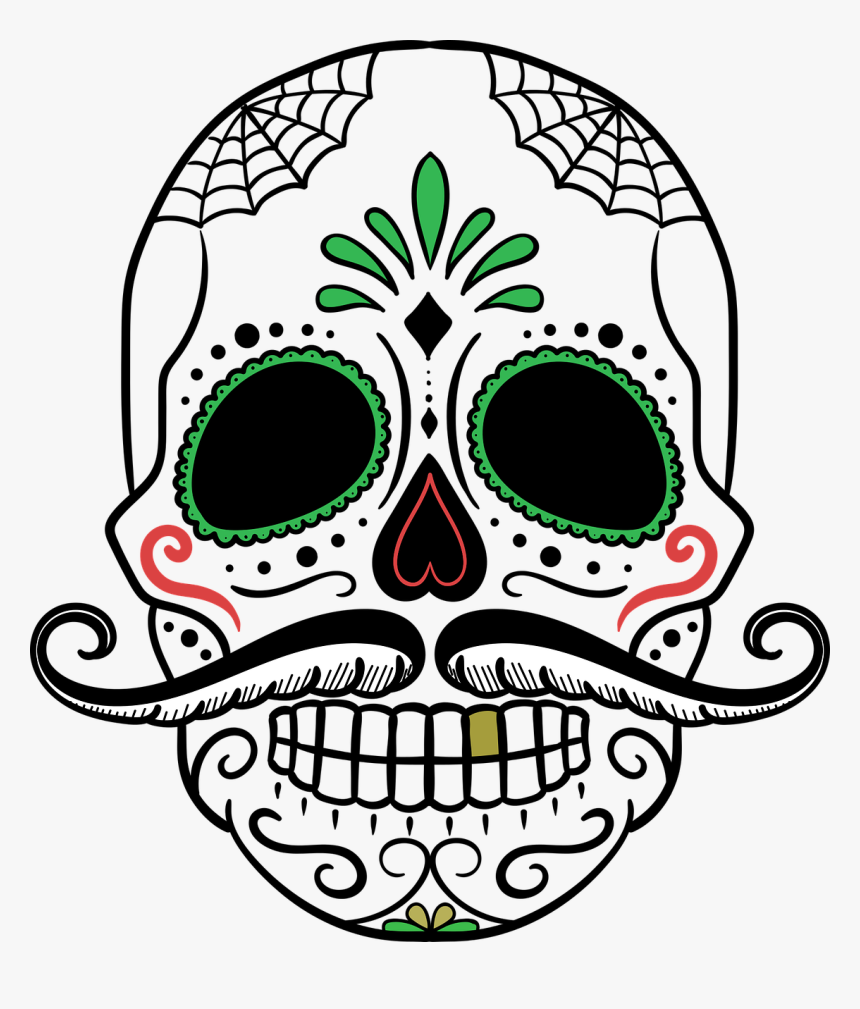 Day Of The Dead Skeleton Head, HD Png Download , Transparent Png Image ...
