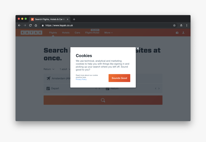 Kayak Cookie Prompt - Cookie Prompt, HD Png Download , Transparent Png ...