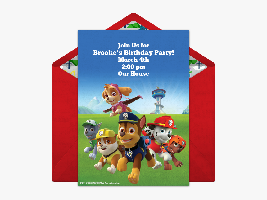 Paw Patrol Invitation Layout, HD Png Download , Transparent Png Image ...