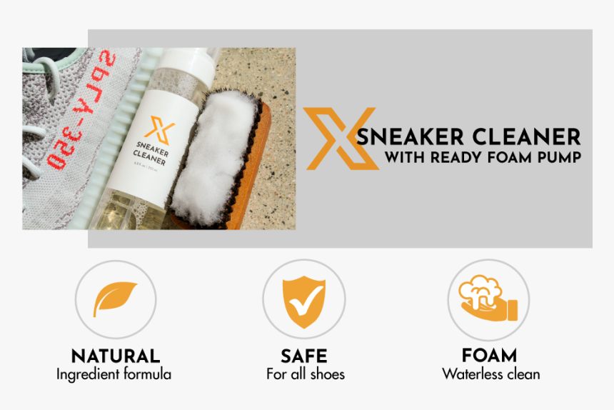 Sneaker Cleaner Title And Natural, Safe, And Foam Icons - Label, HD Png ...