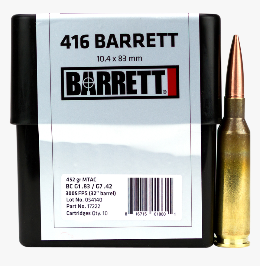 .416 Barrett Ammo, HD Png Download , Transparent Png Image - PNGitem