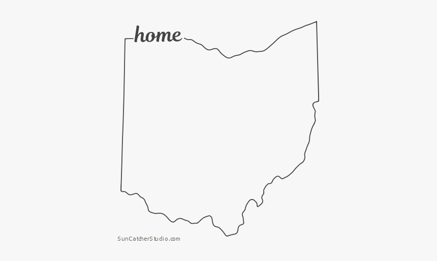 Free Ohio Outline With Home On Border, Cricut Or Silhouette - Line Art ...