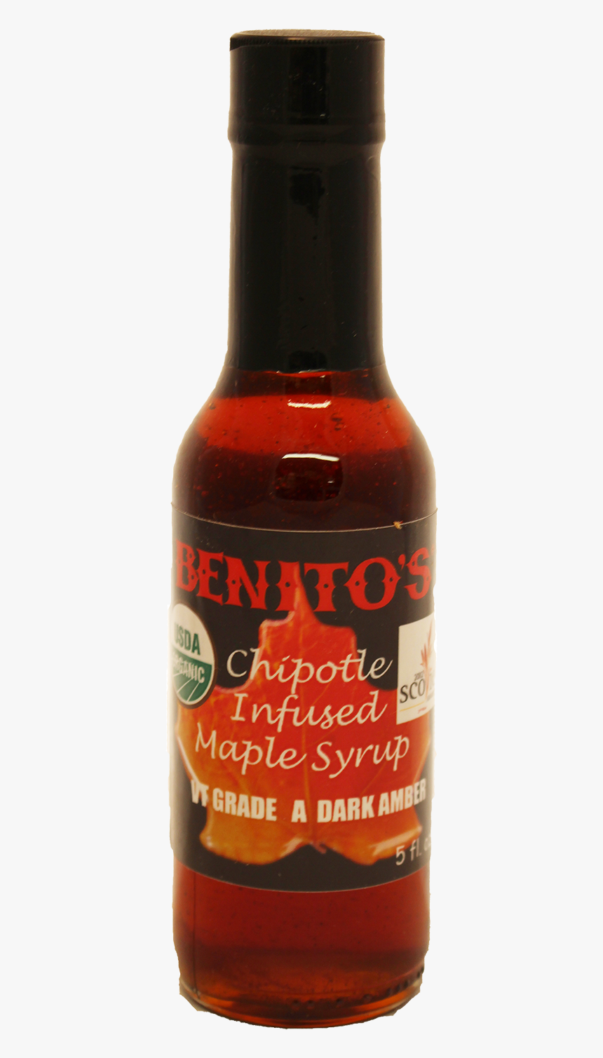 Benitos Hot Sauce Chipolte Infused Maple Syrup - Glass Bottle, HD Png ...