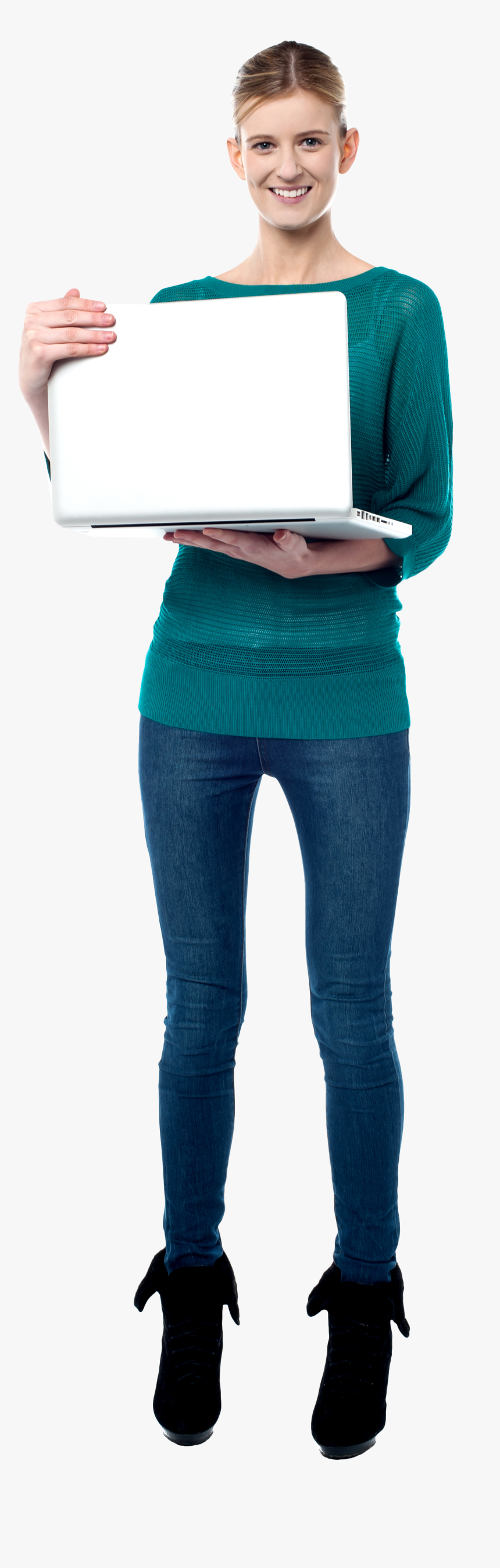 Standing Girl With Laptop Png, Transparent Png , Transparent Png Image ...