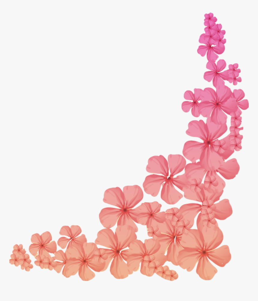 Ftestickers Flowers Corner Border Gradientcolors - Pink Flower Corner ...