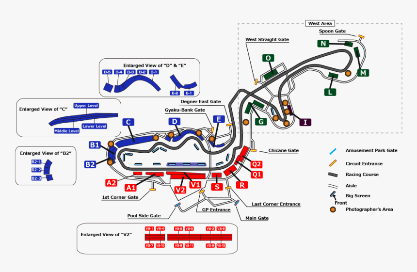 Spectator Areas Map - West Area Suzuka, HD Png Download , Transparent ...