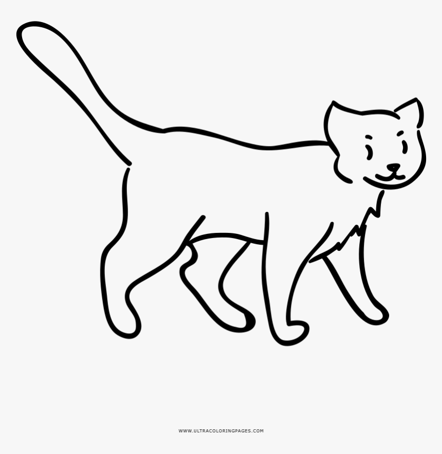 Cat Walking Coloring Page - Line Art, HD Png Download , Transparent Png ...