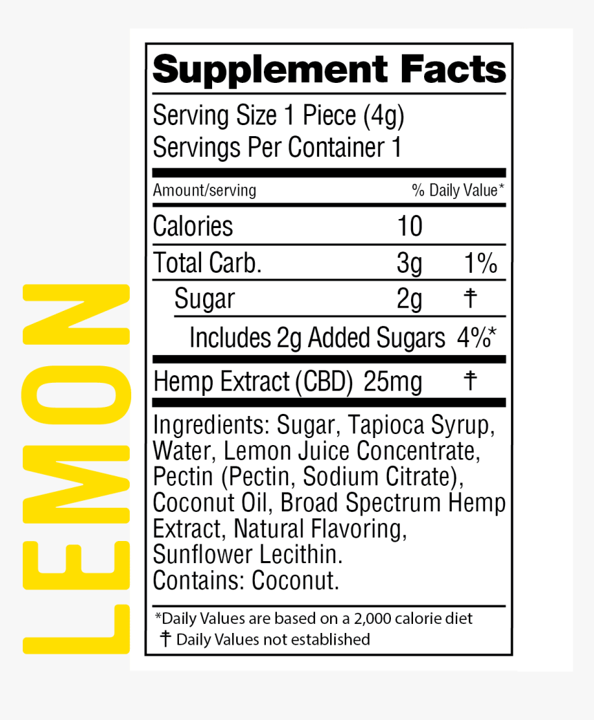Wyld Cbd Lemon Gummies Nutrition Facts - Nutrition Facts, HD Png Download , Transparent Png ...