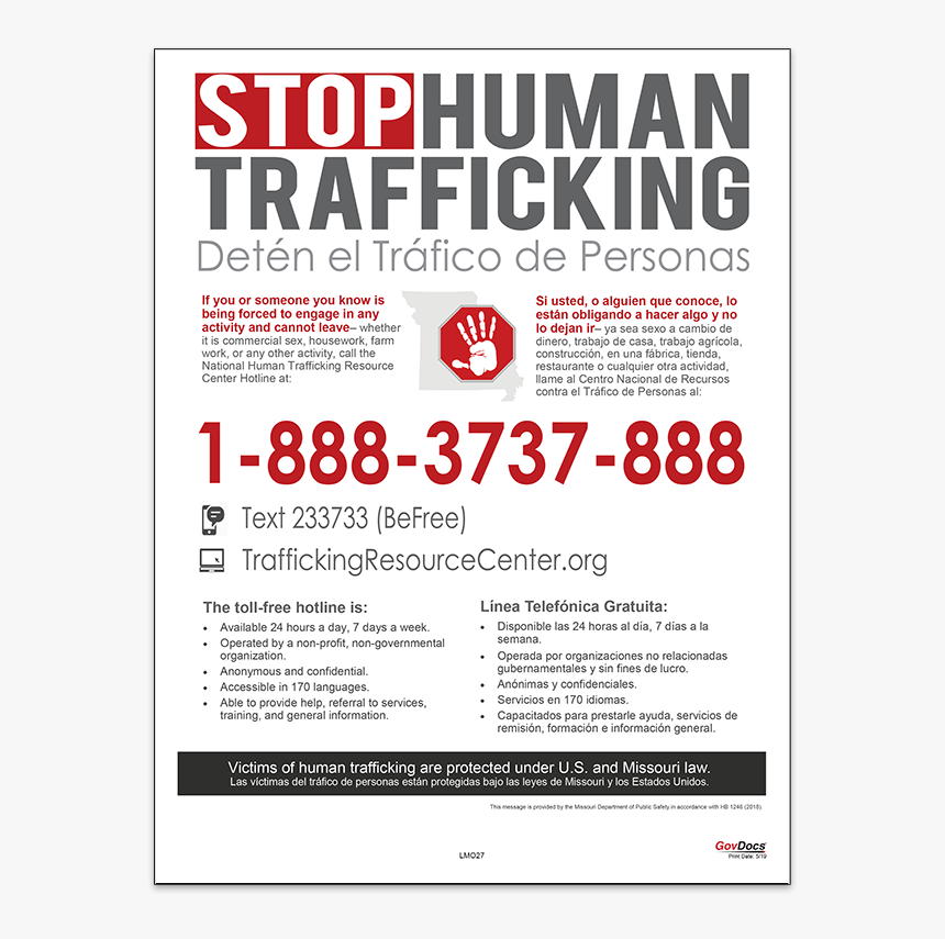 Human Trafficking Hotline Poster, HD Png Download , Transparent Png ...