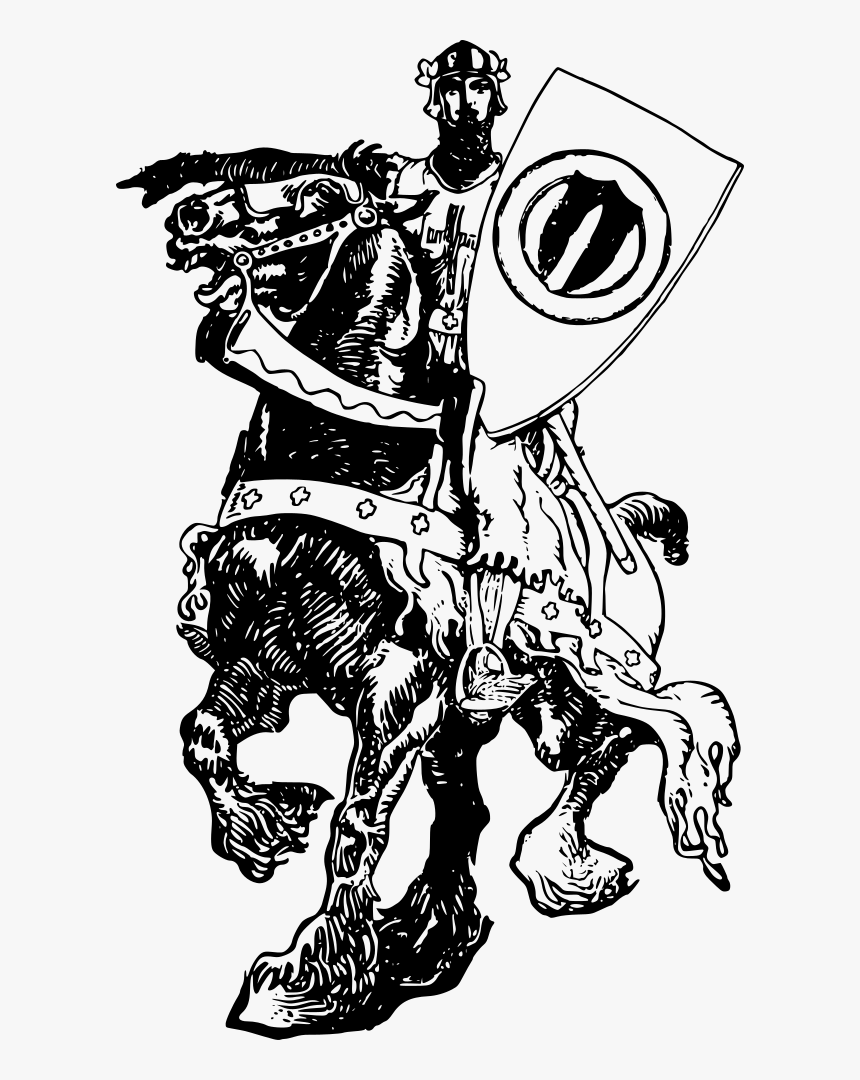 Knight On Wild Horse - Knights Horse Line Drawing, HD Png Download ...