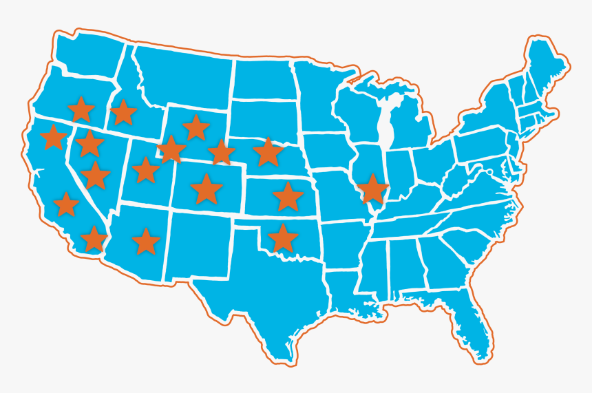 Blue Map Of The Continental U - Physician Shortage By State, HD Png ...
