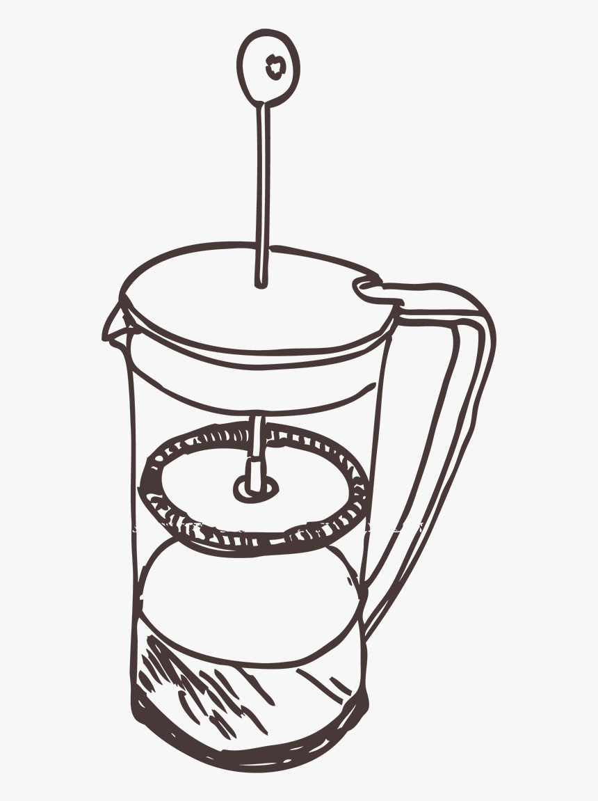 Frenchpress Brown Small - Drawing, HD Png Download , Transparent Png ...