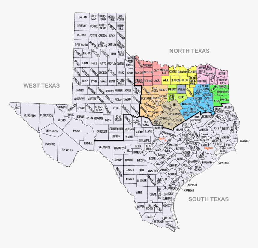 Map Of Texas Counties, HD Png Download , Transparent Png Image - PNGitem