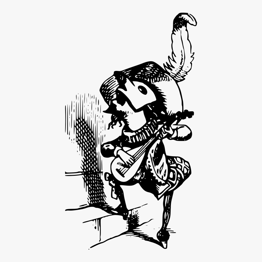 A Masqued Bard Playing Music - Bard Black And White, HD Png Download ...