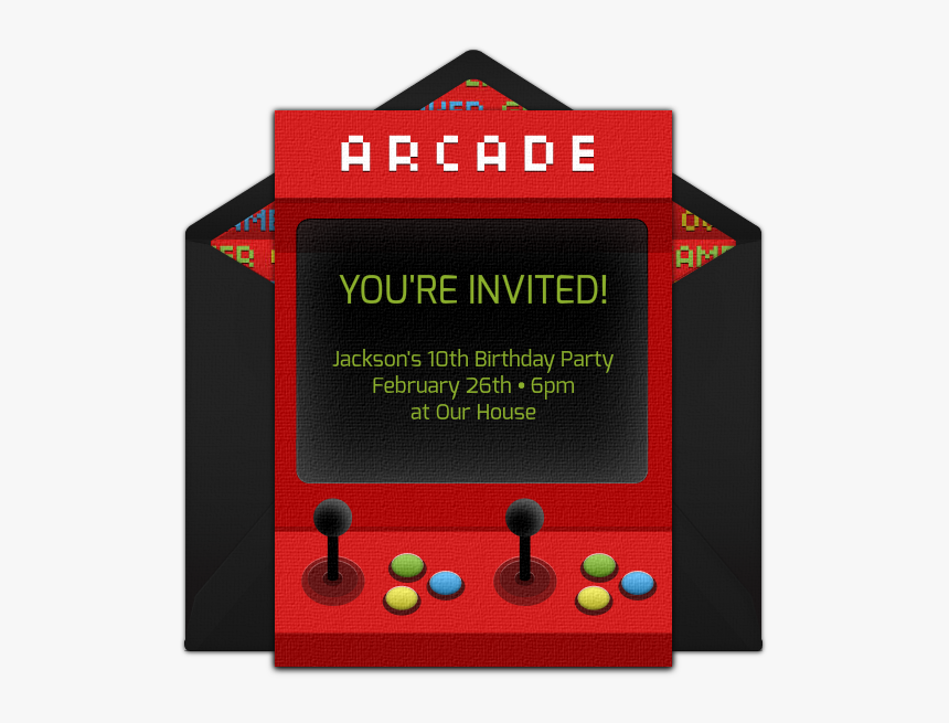 Free Arcade Birthday Invitation, HD Png Download , Transparent Png ...
