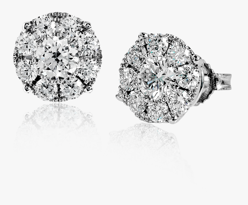 Diamond Earring Png - 18k Diamond Cluster Earrings, Transparent Png ...