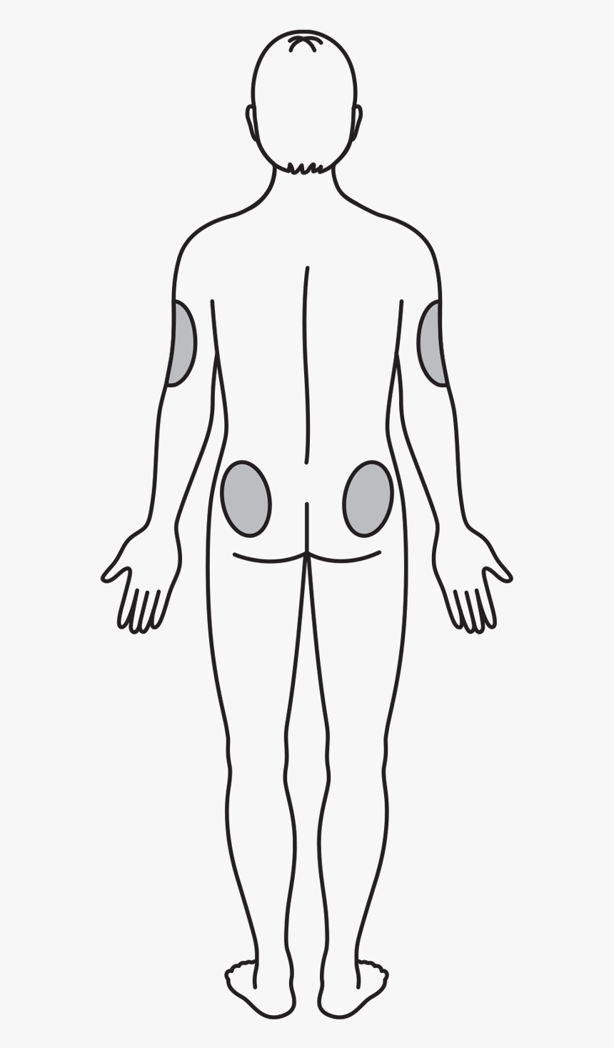 Back Side Appropriate Injection Sites - Line Art, HD Png Download ...