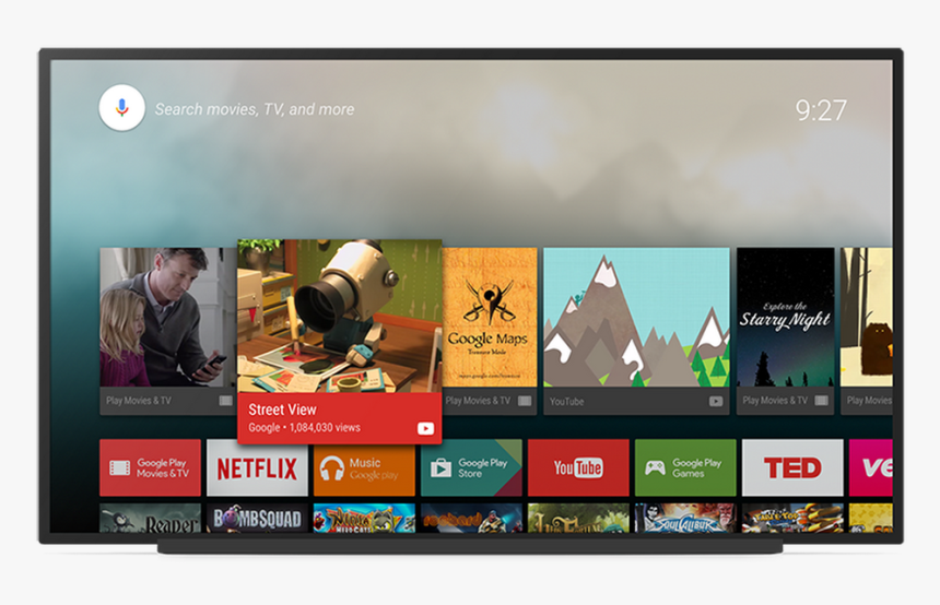 Android Tv Home Screen Framed - Chromecast Android Tv, HD Png Download ...
