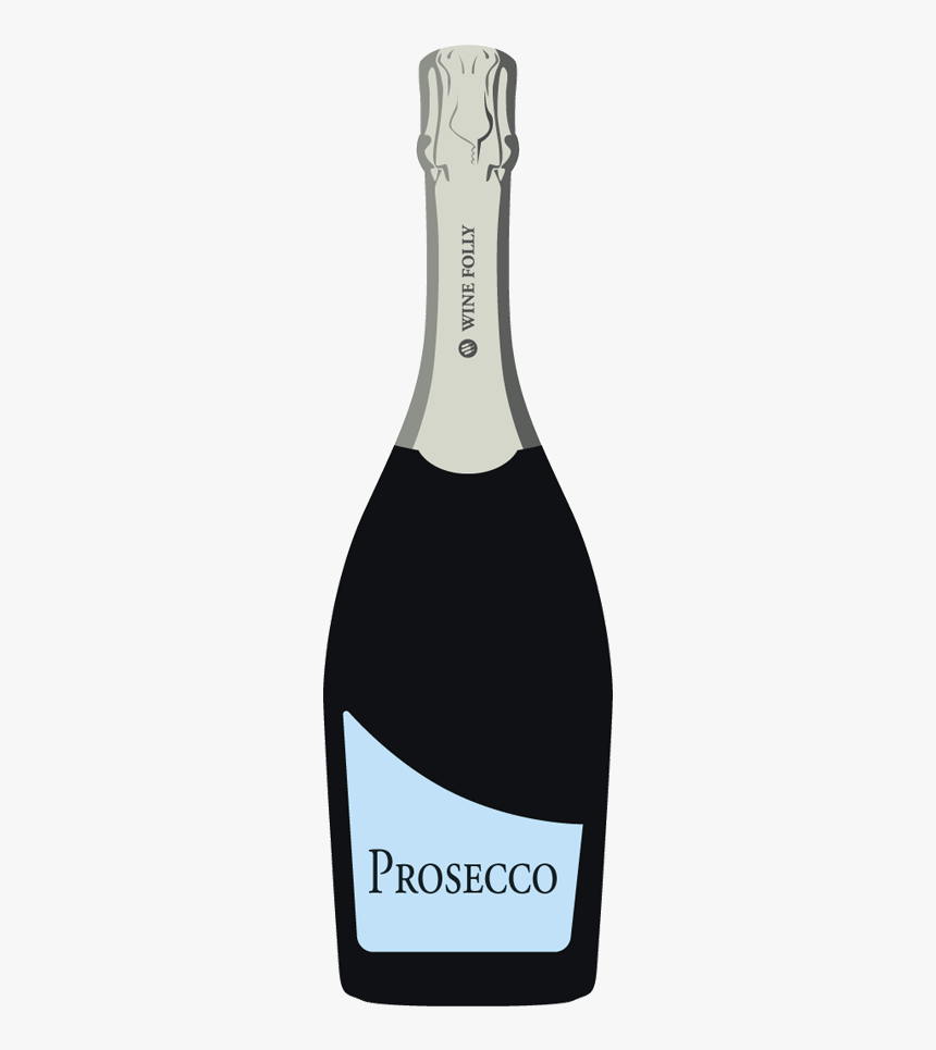Prosecco Bottle With Blue Label - Illustration Of Prosecco Bottle, HD ...