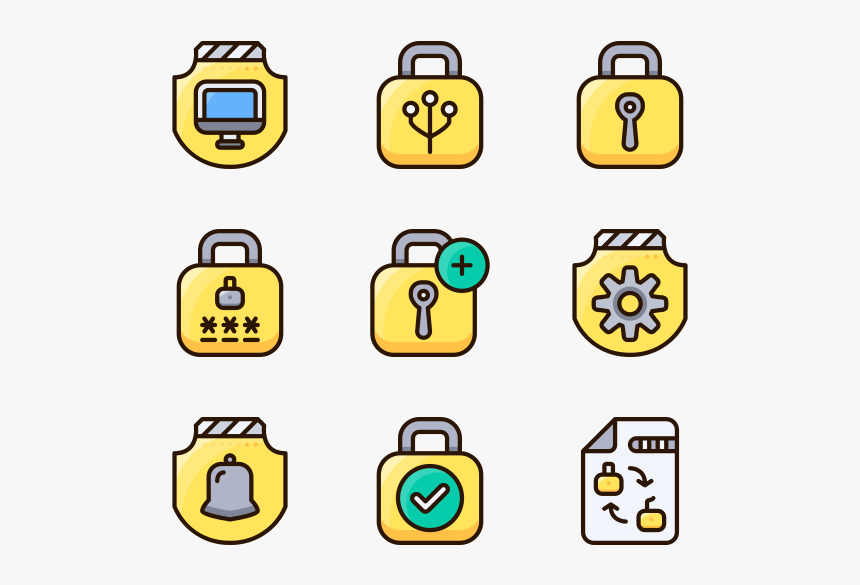 Security - Flat Icon Yellow, HD Png Download , Transparent Png Image ...