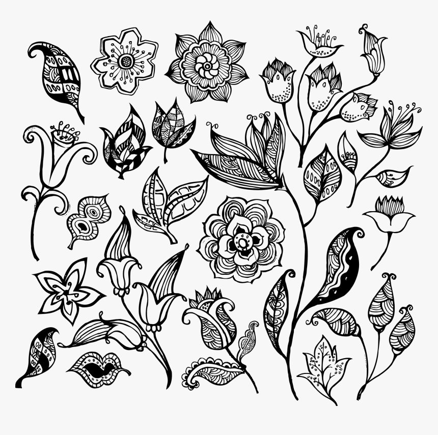 Black And White Flower Vector Free, HD Png Download , Transparent Png ...