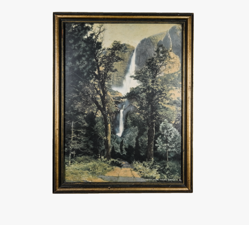 Vintage Painting Of Waterfalls , Png Download - Picture Frame ...