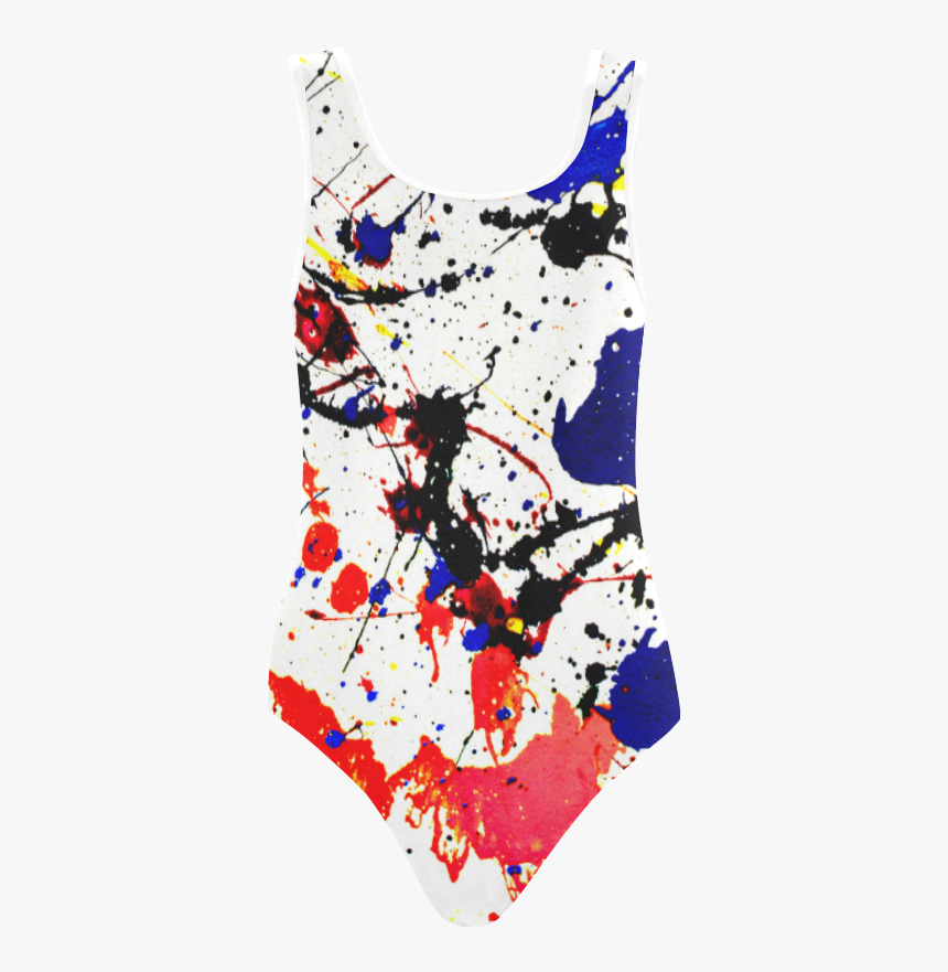 Blue & Red Paint Splatter Vest One Piece Swimsuit - Swim Brief, HD Png ...
