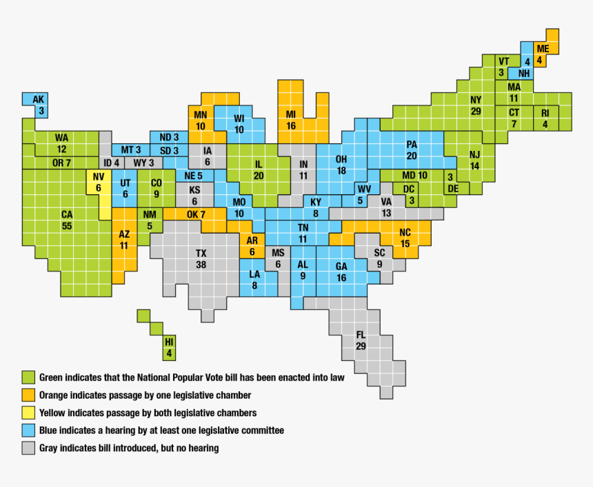 National Popular Vote Compact Map, HD Png Download , Transparent Png ...