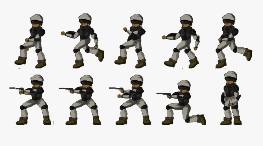 Soldier Sheet Large - 2d Soldier Sprite Sheet, HD Png Download ...
