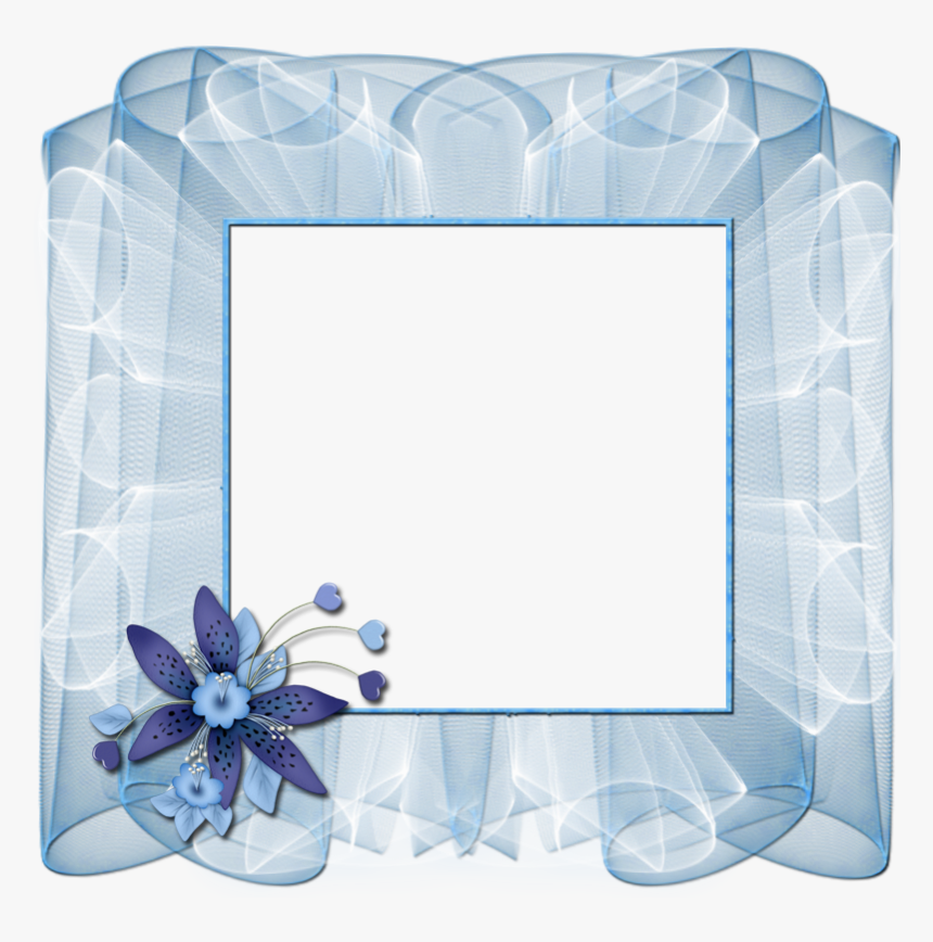 Beautiful Transparent Blue Frame With Flower Gallery - Transparent ...