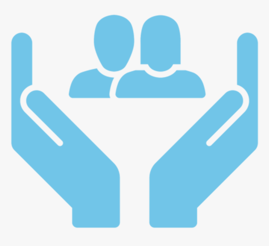 Two Hands Open With A Woman And A Man Symbol In The - Care People Icon ...