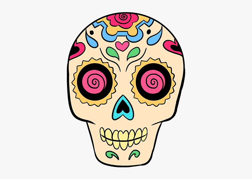 How To Draw A Sugar Skull Step - Dia De Los Muertos Skull Drawing, HD ...