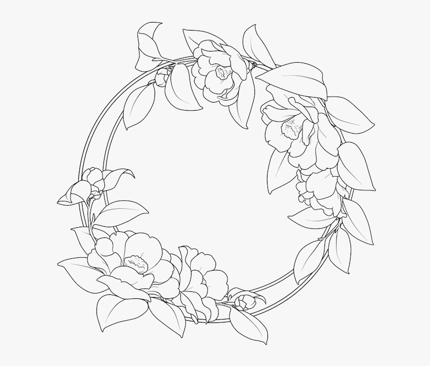 Flower Camellia Vector Artwork Border Round - Round Flower Border ...