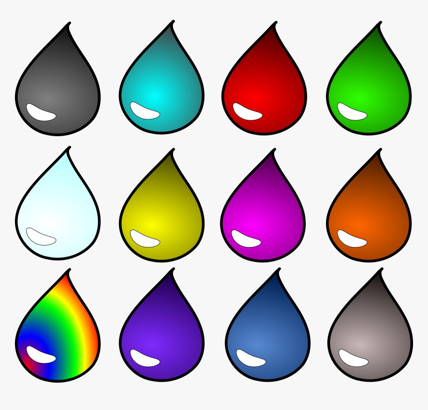 Different Color Water Drops Clipart , Png Download - Different Colored ...