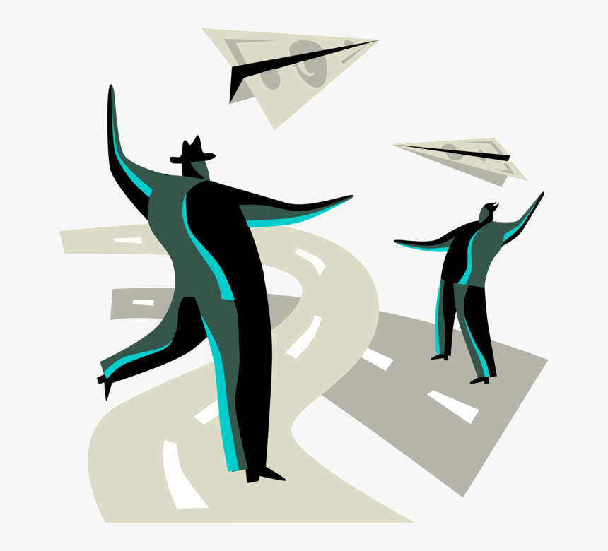 Vector Illustration Of Business Competitors Fly Cash - Illustration, HD ...
