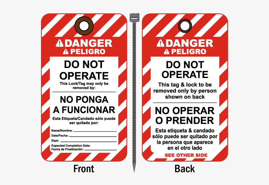 Bilingual Danger Do Not Operate Tag - Lock Out Tag Out Tag, HD Png ...