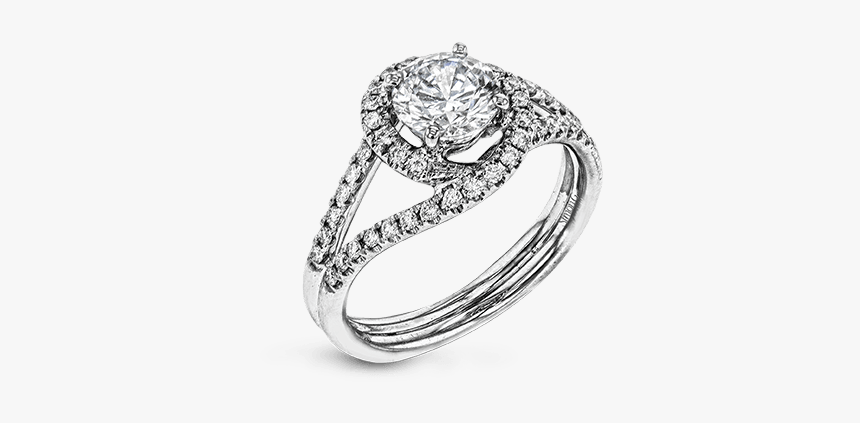 Built In Round 18k White Semi Engagement Ring - Engagement Ring, HD Png ...