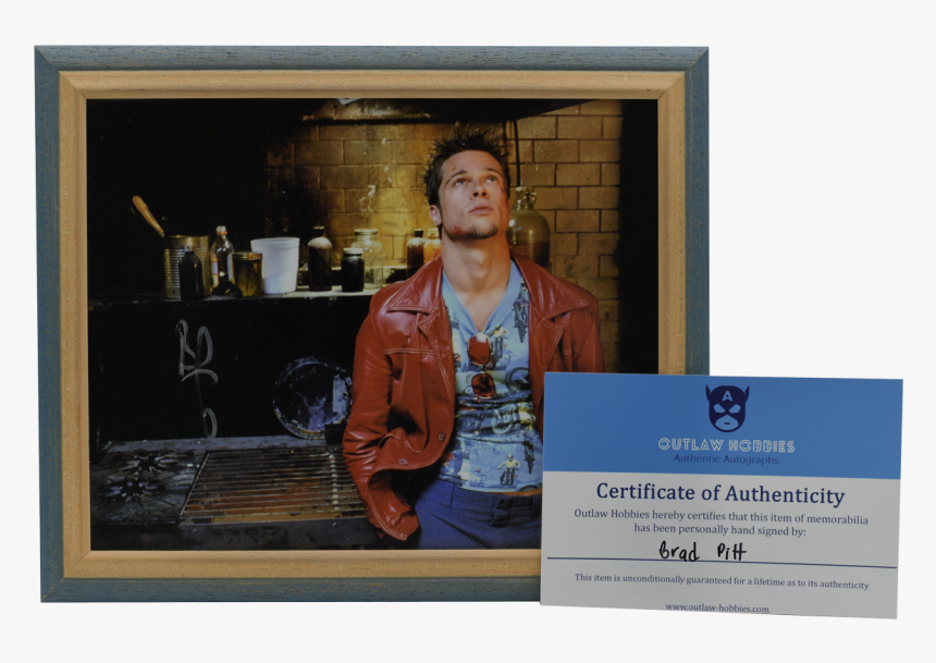 Framed Brad Pitt Autograph Authentic Sign Of Tyler - Red Leather Jacket ...