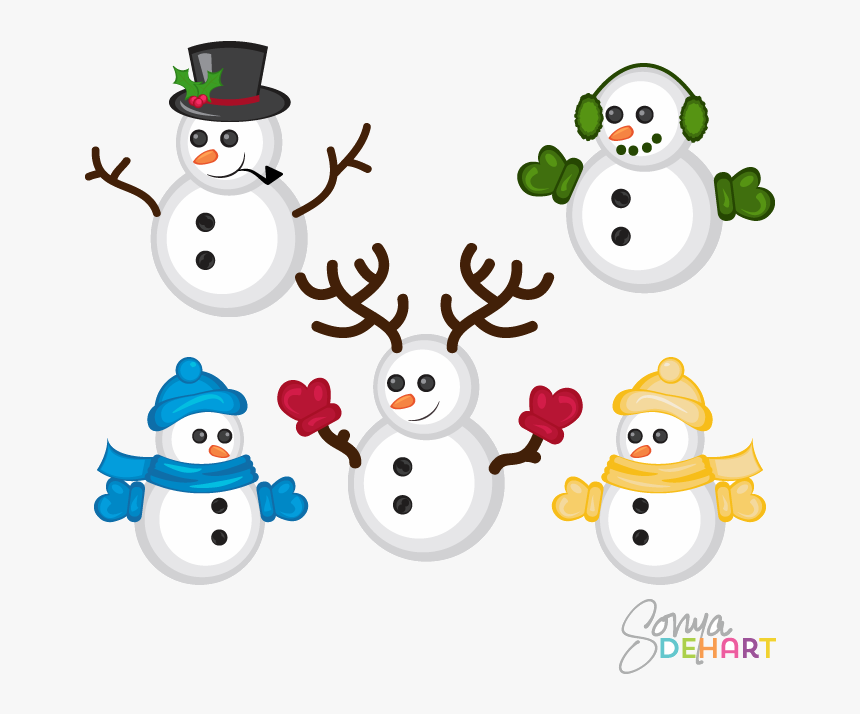 Snowman Free Cute Clipart Clip Art On Transparent Png - Group Of ...