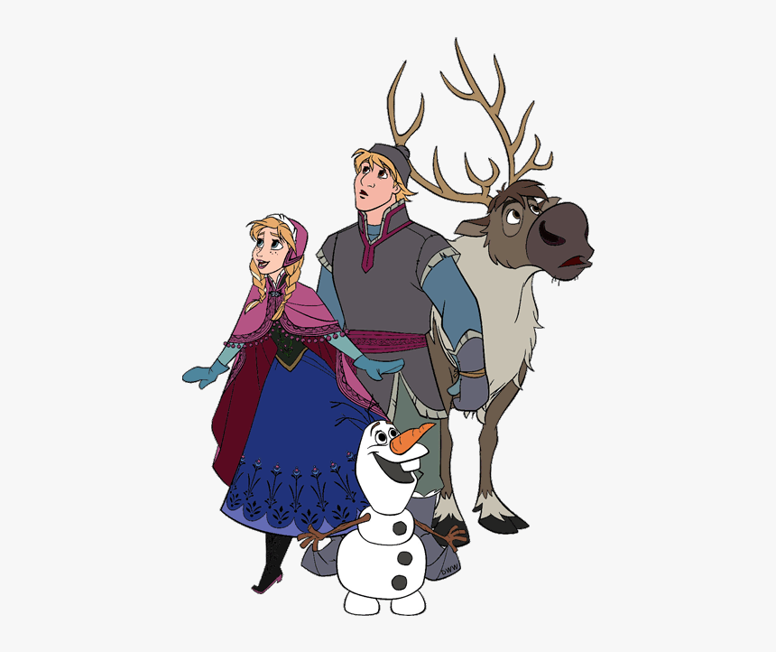 Anna, Kristoff, Olaf And Sven - Cartoon, HD Png Download , Transparent ...