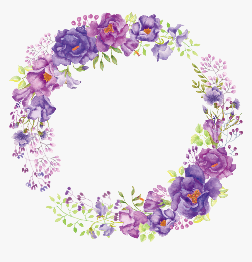 Floral Frame Png - Purple Flower Wreath Png, Transparent Png ...