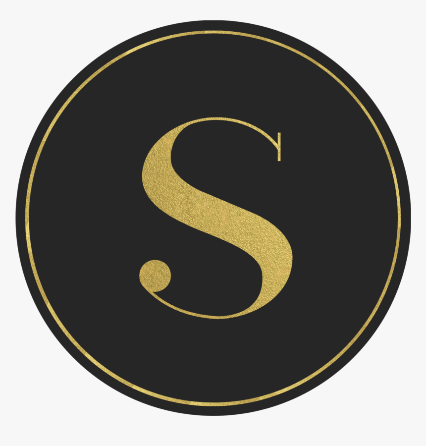 Black Circle Banner With Gold Letter S - Circle, HD Png Download ...