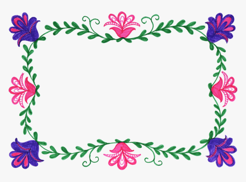 Frame Clipart Flower - Transparent Background Rectangle Floral Frame ...