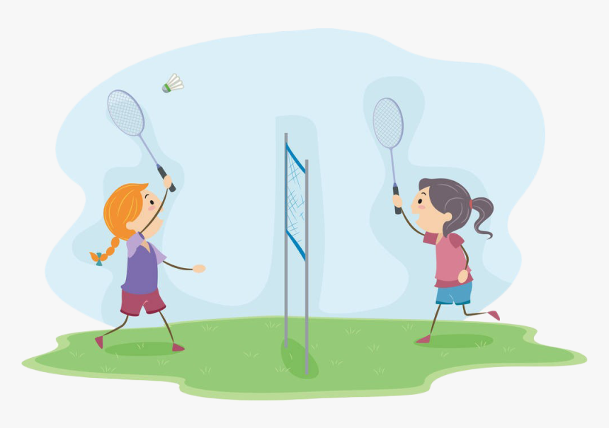 Colors Clipart Badminton - Play Badminton Cartoon, HD Png Download ...