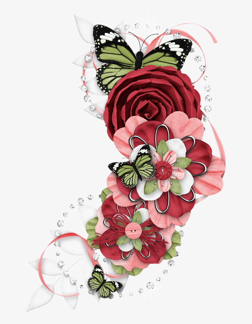Floral Border Scrapbook Design Background Border, HD Png Download ...