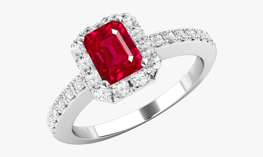 Ruby And Diamond Ring For Women In 18ct White Gold - Gemstone Ring Png ...