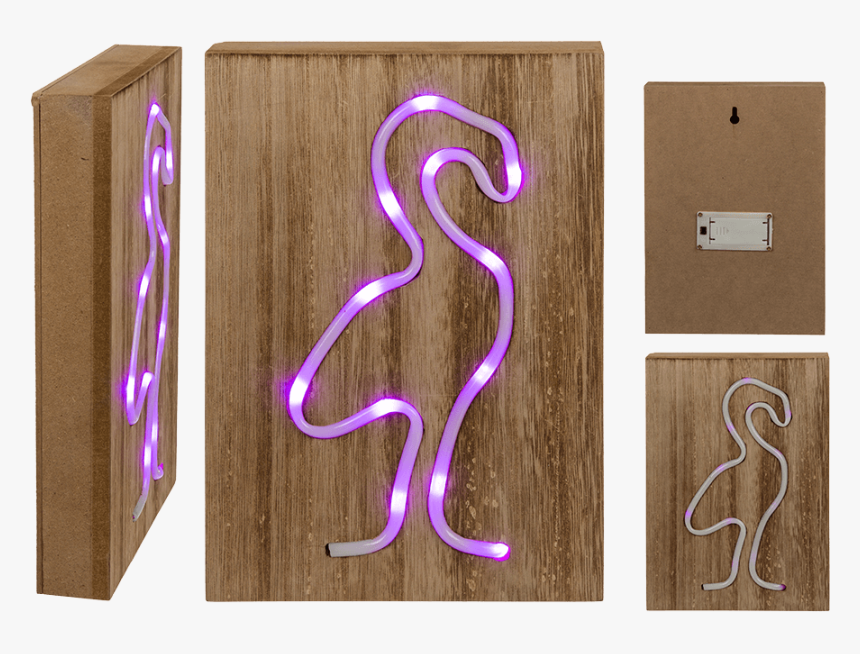 Pink Coloured Neon Light In Wooden Box - Neon On Wooden Box, HD Png ...